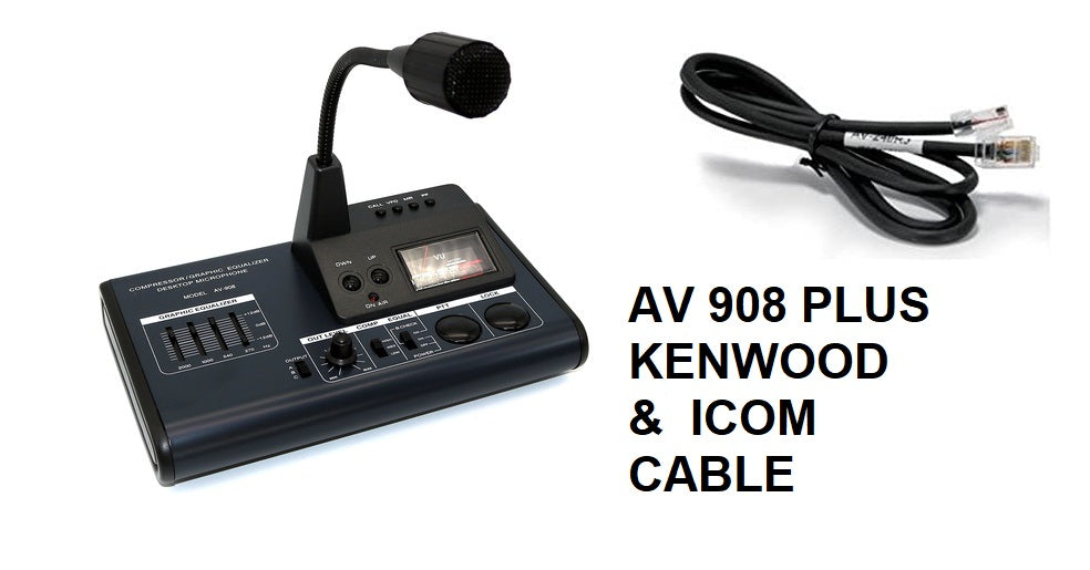 AV 908 DESK BASE COMPRESSOR MICROPHONE CB HAM AVAIR AV-73K CABLE ICOM ...