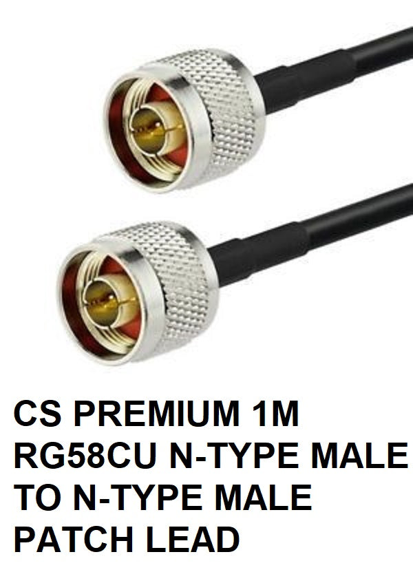 CS PREMIUM 1M RG58CU N-TYPE MALE TO N-TYPE MALE PATCH LEAD – P J Box