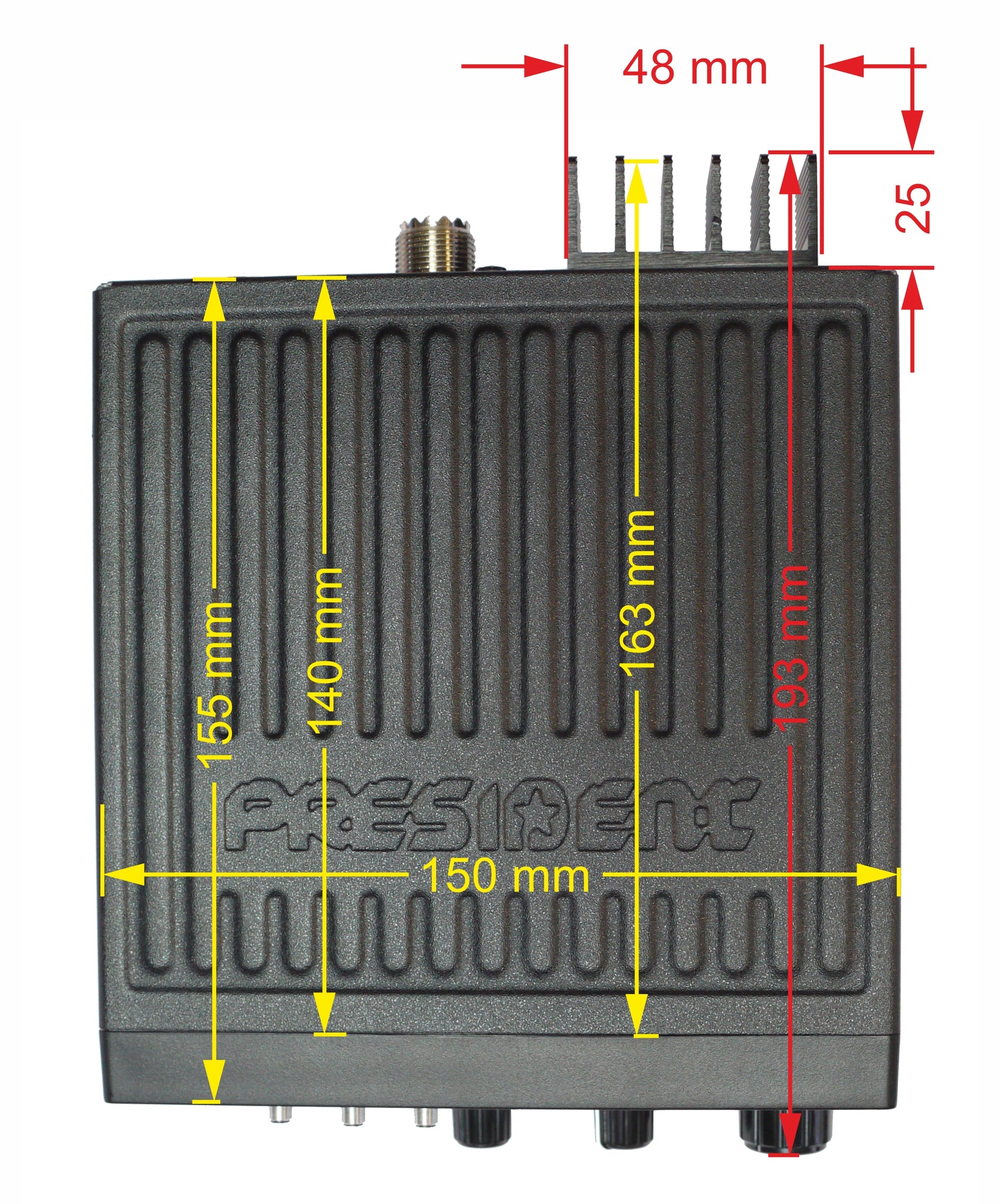 President Taylor IV 4 CB Radio 12/24 Volt 40 Channel Am/FM Multi – P J Box